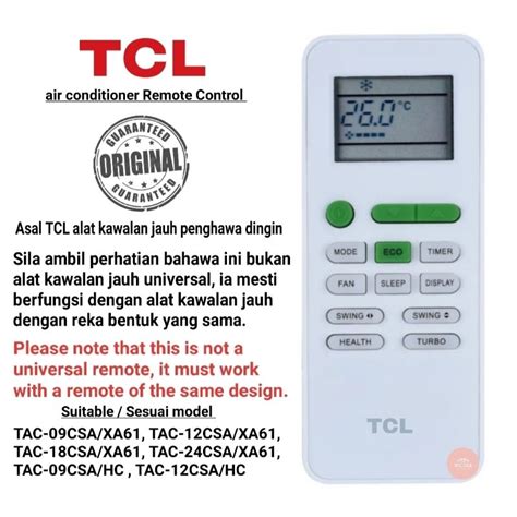Tcl Daewoo Air Conditioner Remote Control Original Or Replacement