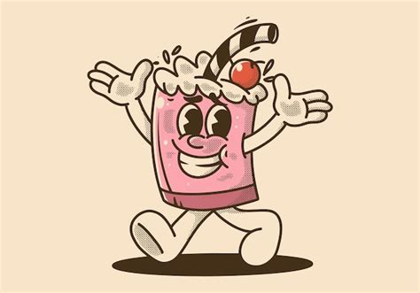 Premium Vector Vintage Illustration Of Float Drink Mascot Character