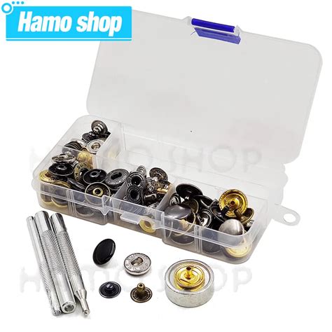 금속 스냅 패스너 버튼 스냅 프레스 스터드 4 개 설치 도구 키트 의류 의류 가방 신발용 가죽 공예 25 세트 Aliexpress