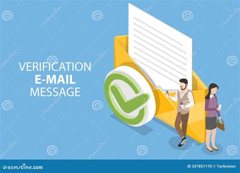3d Isometric Flat Vector Conceptual Illustration Of Verification Email Message Stock