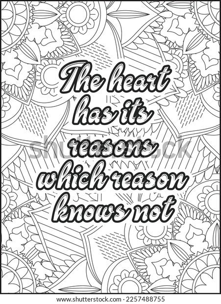 Heart Quotes Motivational Quotes Coloring Page Stock Vector Royalty