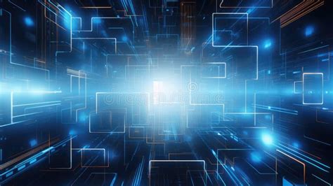 Blue Neon Light Abstract Visual Geometry Motion Graphic Technology