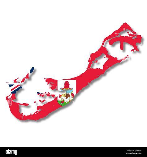 Bermuda Flag Map On White Background 3d Illustration With Clipping Path