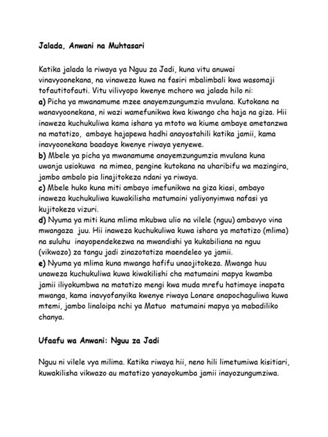 Mwongozo Wa Nguu Za Jadi Kcse Setbooks Guide Pdf