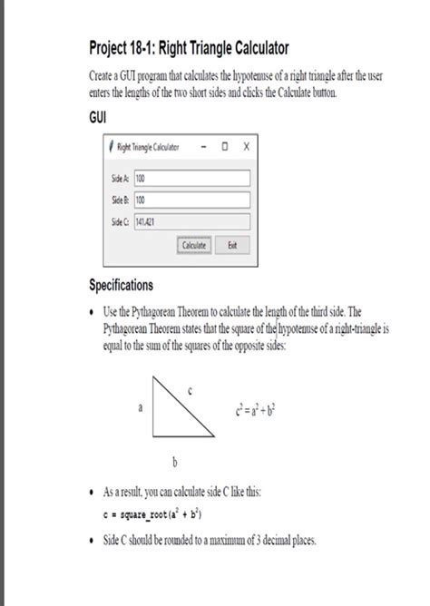 Solved Project 18 1 Right Triangle Calculator Create A GUI Chegg Com