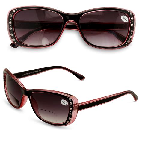 Women Bifocal Reading Sunglasses Reader Glasses Fashion Rhinestone
