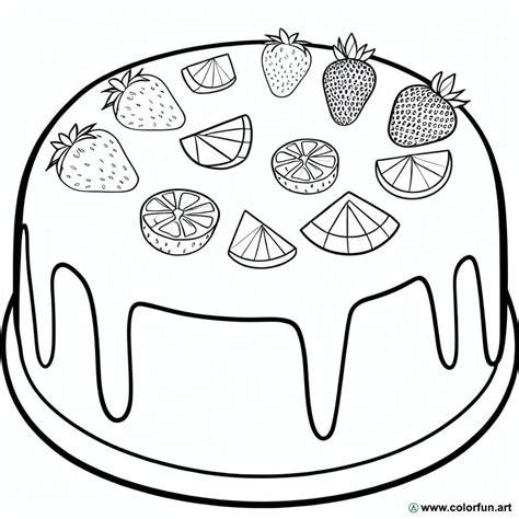 Coloring Page Of A Fruit Cake Download Or Print For Free