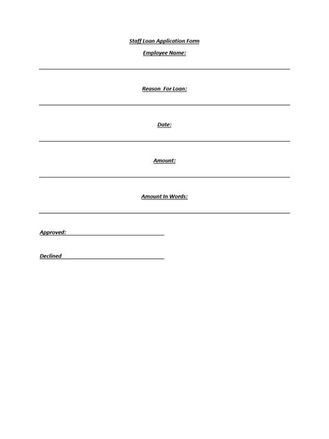 Staff Loan Application Form Pdf