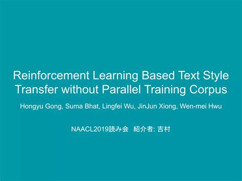 reinforcement learning based text style transfer without parallel
