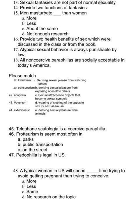 Solved Sexual Fantasies Are Not Part Of Normal Chegg Com