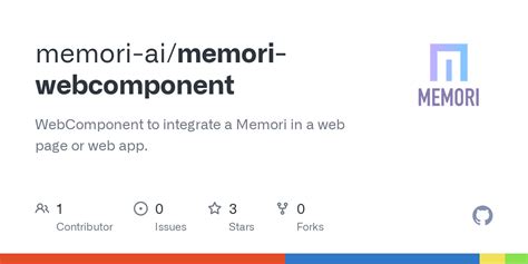 Github Memori Ai Memori Webcomponent Webcomponent To Integrate A Memori In A Web Page Or Web App
