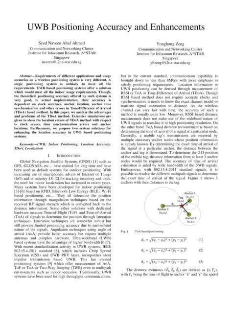 Pdf Uwb Positioning Accuracy And Enhancements