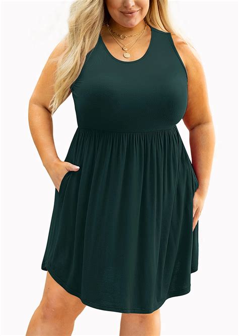Dyegold Womens Sundresses Summer Casual Boho Pleated Knee Length Swing