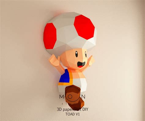 Toad V1 Wall Papercraft Pdf Dxf Cameo Svg Diy Low Poly Paper