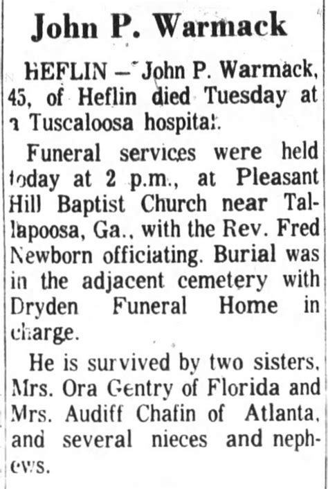 John Perry Warmack 1918 1964 Find A Grave Memorial