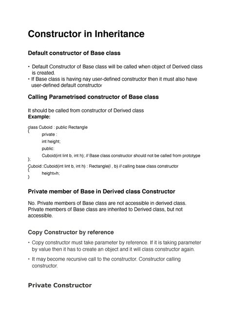 195 Summary Computer Science Constructor In Inheritance Default
