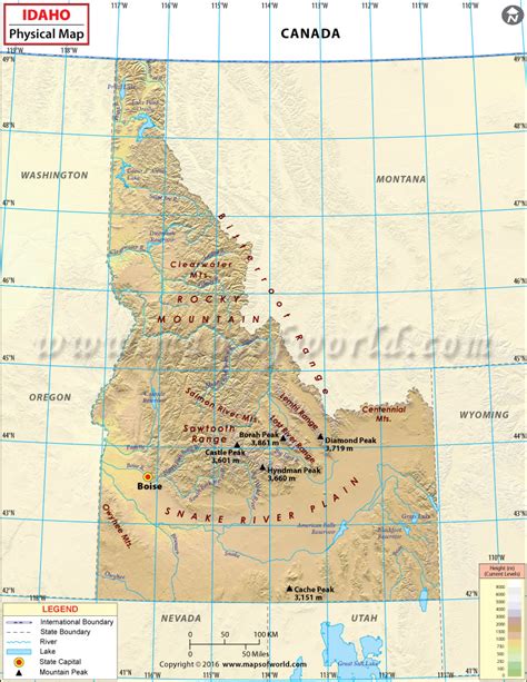 Physical Map Of Idaho
