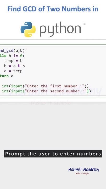 how to find gcd of two numbers in python python coding pythonlearning gcd codingtutorial