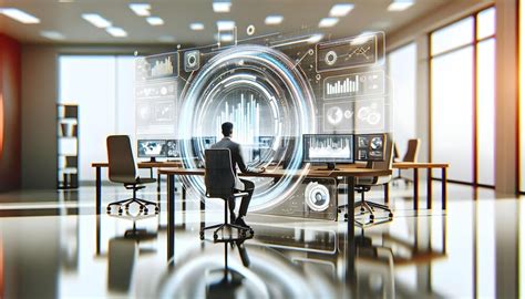 Data Analyst Visualizing Data On A Glossy Dashboard In A Flexible Workspace Concept As Camera