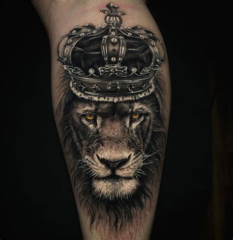 Elegant Lion Crown Tattoo On Chest Symbol Of Strength And Prestige