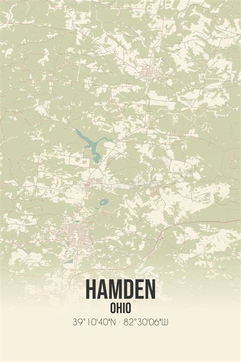 Retro Us Map Of Hamden Ohio Vintage Street Map Stock Illustration