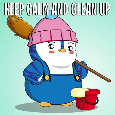 Clean Up Penguin  By Pudgy Penguins Find And Share On Giphy