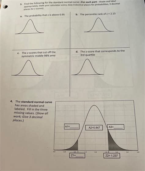 Solved Find The Following For The Standard Normal Curve Chegg