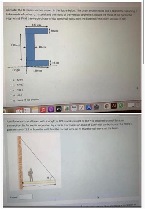 Solved Consider The U Beam Section Shown In The Figure
