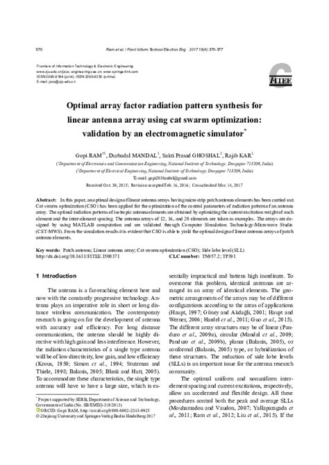 Pdf Optimal Array Factor Radiation Pattern Synthesis For Linear