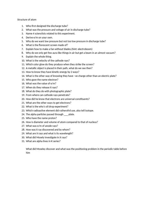 Structure Of Atom Class 11 Notes And Questions Pdf Atoms Electron