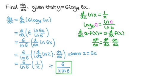 Question Video Differentiating Logarithmic Functions Nagwa