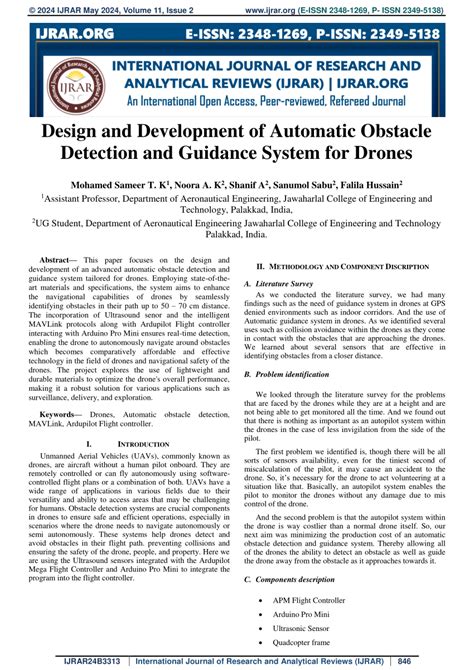 Pdf Design And Development Of Automatic Obstacle Detection And Guidance System For Drones