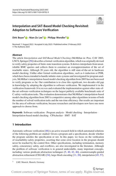 Pdf Interpolation And Sat Based Model Checking Revisited Adoption To