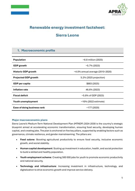 Bibliorenewable Energy Investment Factsheet Sierra Leone