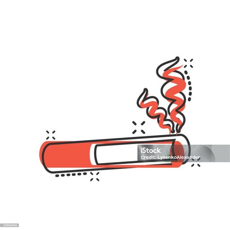 만화 스타일의 담배 아이콘 흰색 고립 된 배경에 연기 만화 벡터 그림 니코틴 스플래시 효과 비즈니스 개념 건강관리와 의술에 대한 스톡 벡터 아트 및 기타 이미지 Istock