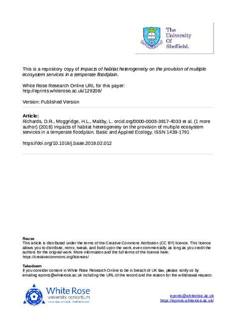 Pdf Impacts Of Habitat Heterogeneity On The Provision Of Multiple