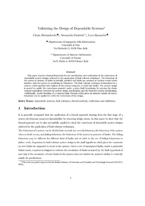Pdf Validating The Design Of Dependable Systems