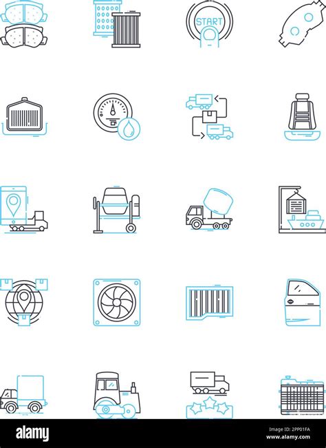 Shipping Linear Icons Set Logistics Delivery Freight Transport Dispatch Shipment Cargo