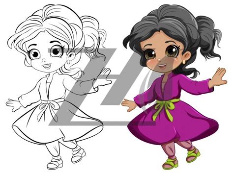 دانلود وکتور صفحه رنگ آمیزی دختر ناز دانلود رایگان فایل لایه باز، Psd