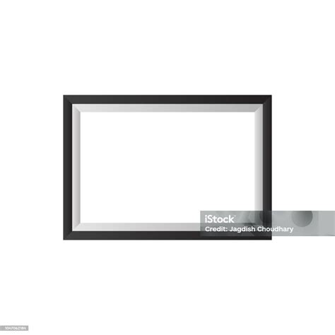 현실적인 가로 사진 프레임 검은색 테두리와 흰색 배경에 고립 사진 프레임 벡터 일러스트입니다 Eps10 호환 액자에 대한 스톡 벡터 아트 및 기타 이미지 Istock