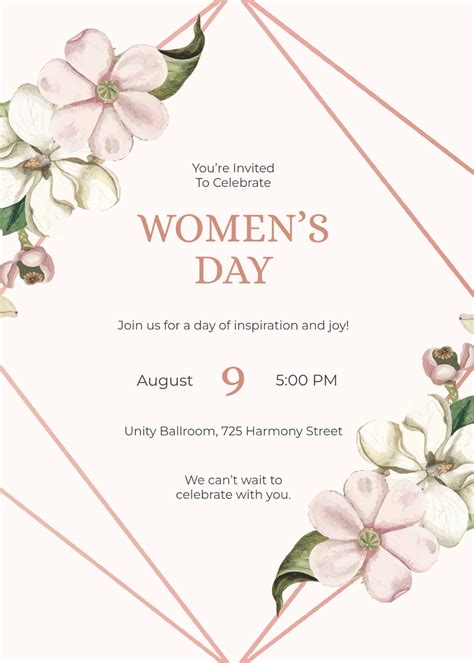Free Womens Day Invitation For Employees Template To Edit Online