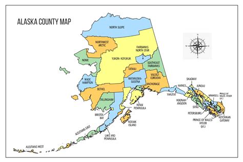 35x24in Alaska County Map 【coated Paper】