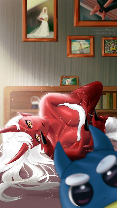 Rule 34 Akumi Female Oni Oni Horns Red Skin Virtual Youtuber Vyugen White Hair Yellow Eyes