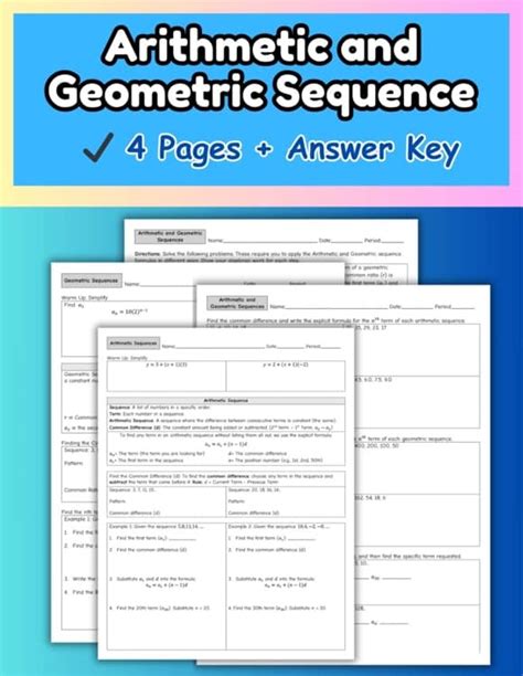 A12d Arithmetic And Geometric Sequences Guided Notes And Worksheet