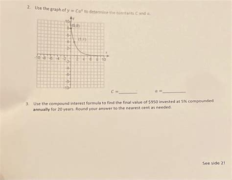 solved 2 use the graph of y cax to determine the constants
