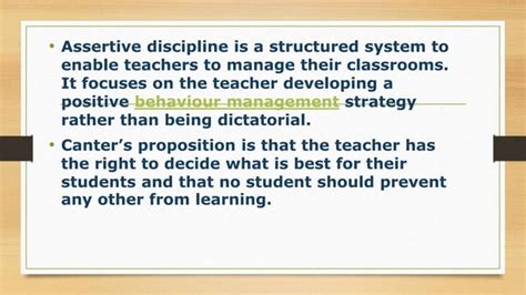 Assertive Discipline Theory Pptx Assertive Discipline Theory Pptx