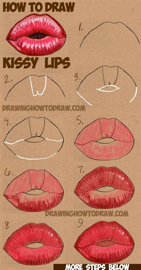 How To Draw Kissy Lips Step By Step