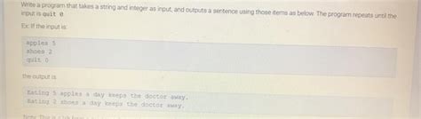 Solved Write A Program That Takes A String And Integer As