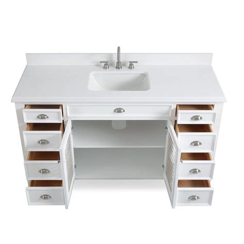 60 Inch Single Sink White Bathroom Vanity With Quartz Top Soft Close