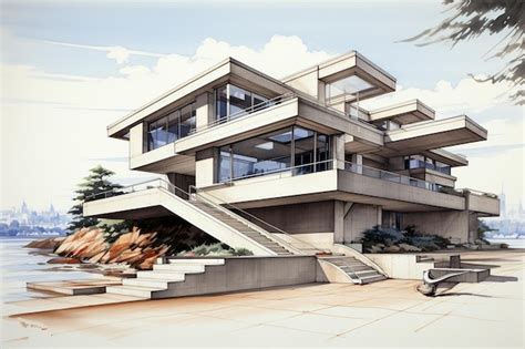 Premium Photo Twopoint Perspective Of A Modern Architecture